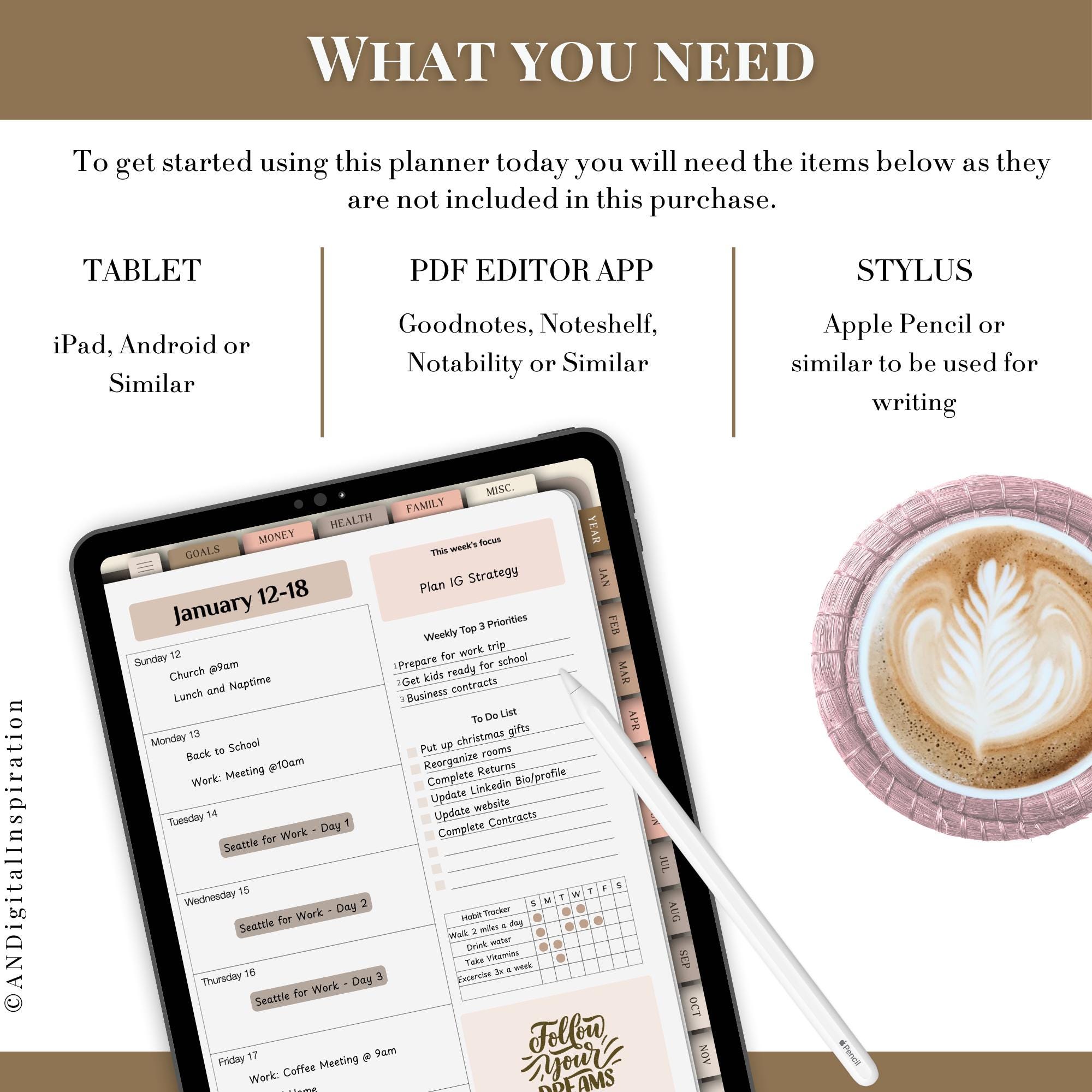 2025 Digital Planner Hyperlinked Goal Finance Health Wellness Monthly ...