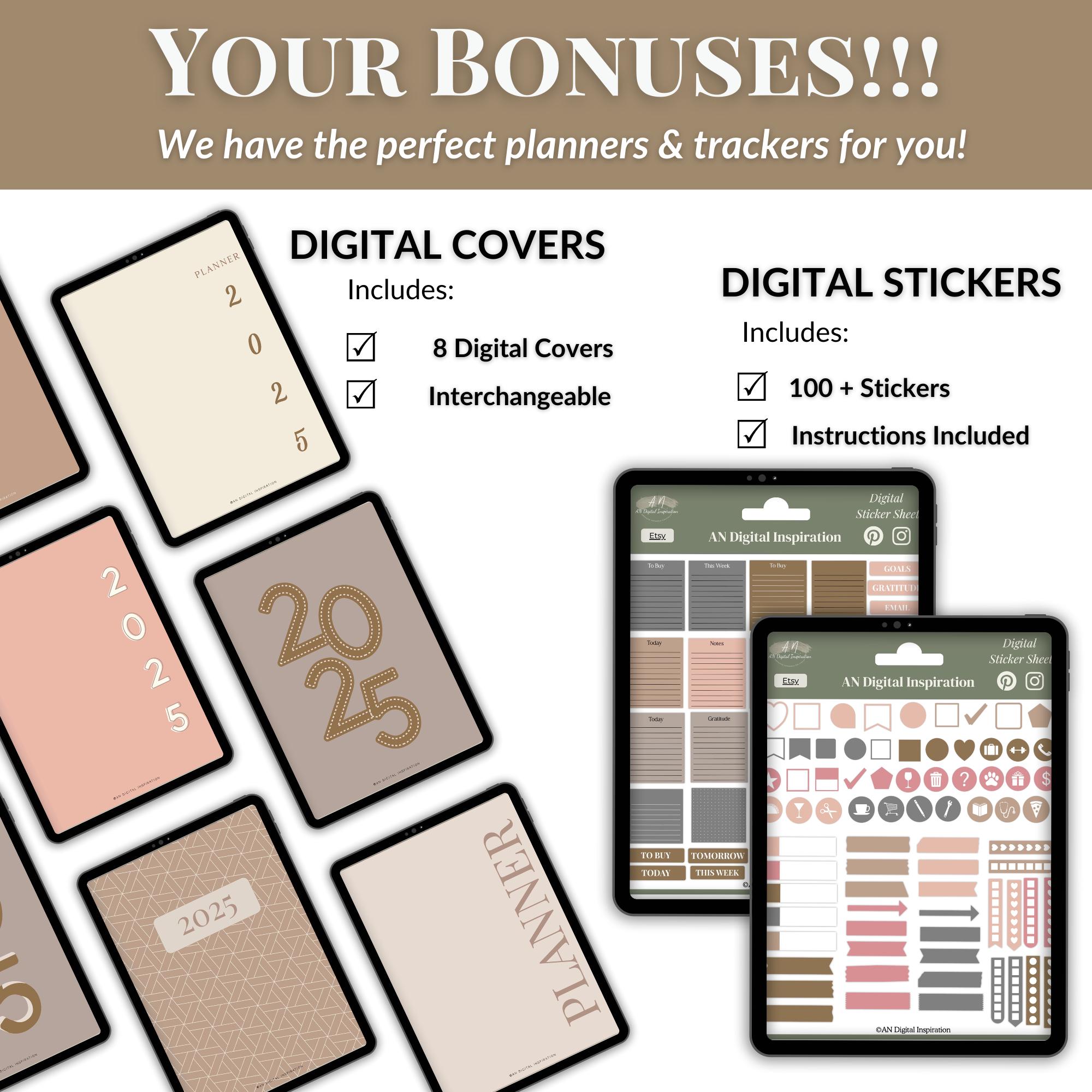 2025 Digital Planner Hyperlinked Goal Finance Health Wellness Monthly ...