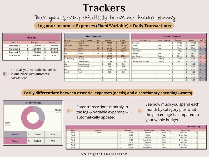 Income Expense Spreadsheet Monthly Planner Google Sheet Template for ...