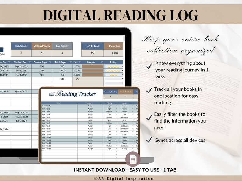 Minimalist Reading Planner Template Goal Setting Book Habit Tracker ...