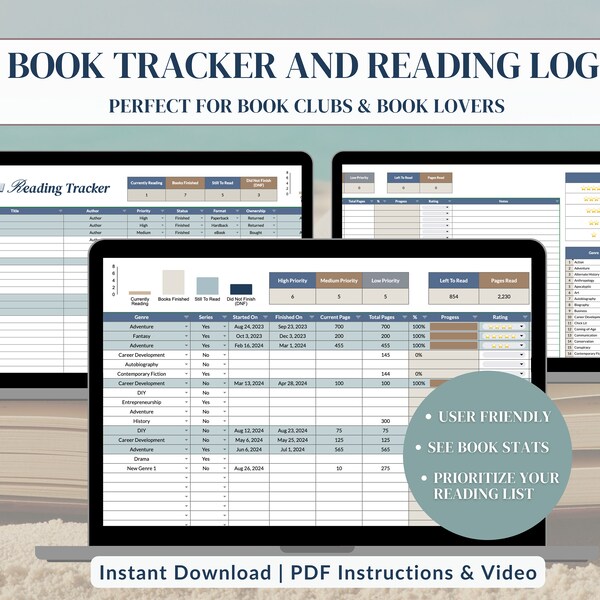 Minimalist Reading Planner Template Goal Setting Book Habit Tracker Customizable Book Tracking ...