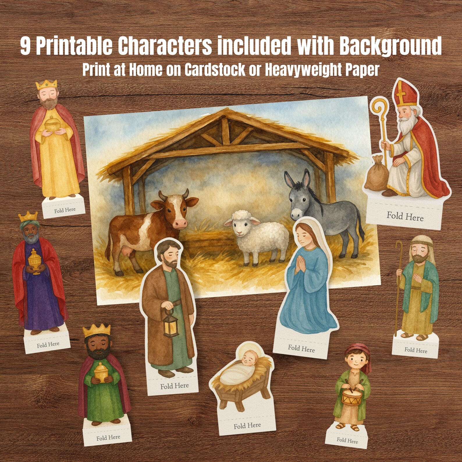 Printable Watercolor Nativity Set: Christmas Paper Doll Playset ...