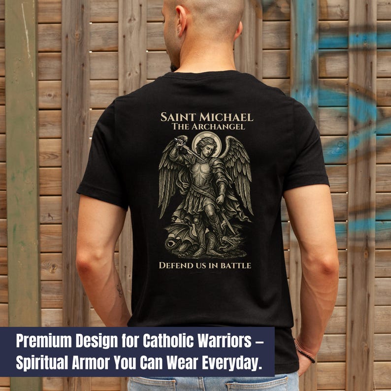 Saint Michael Archangel Shirt, Catholic Warrior Tee, Defend Us in ...