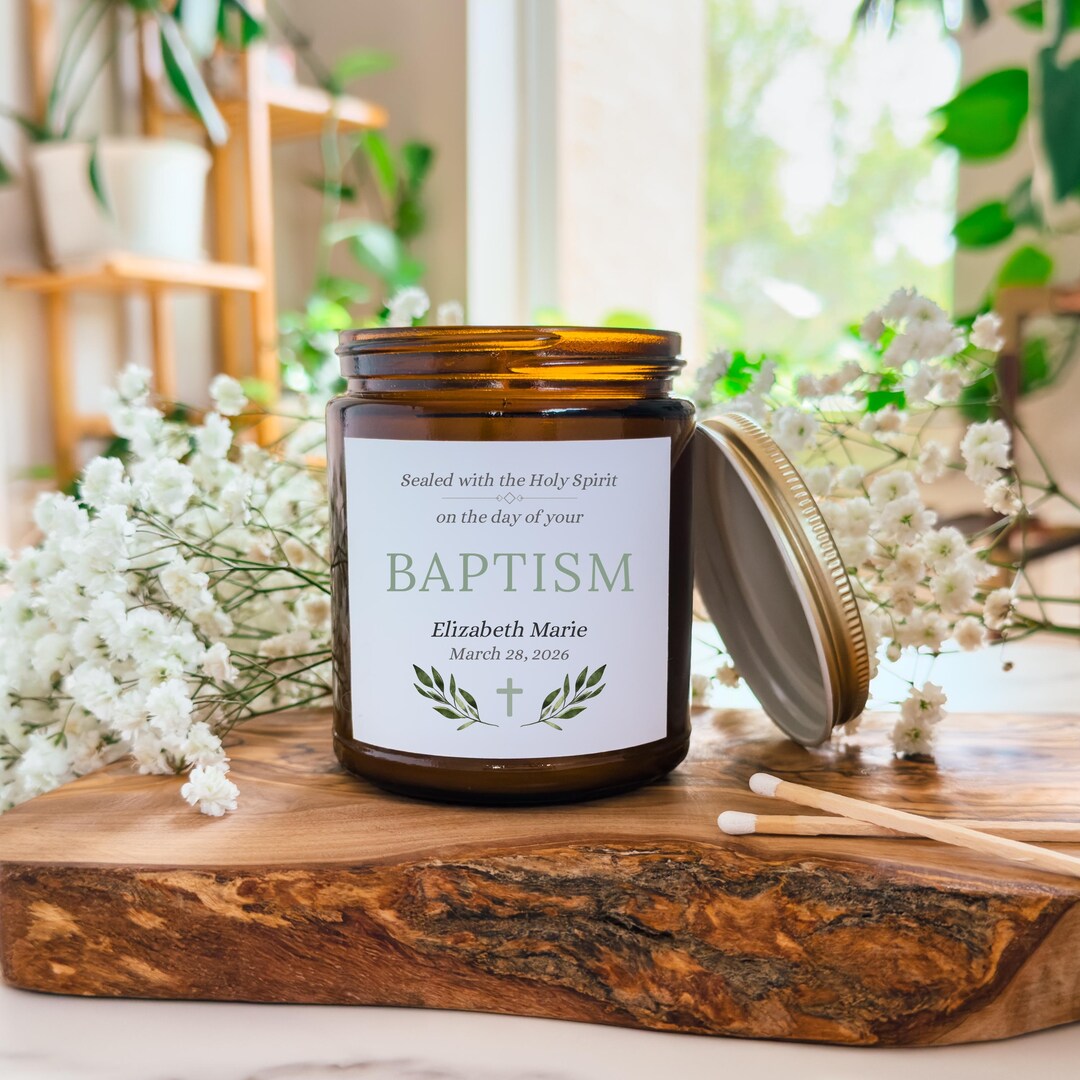 Baptism Candle Gift, Personalized Baptism Candle, Sealed With the Holy ...