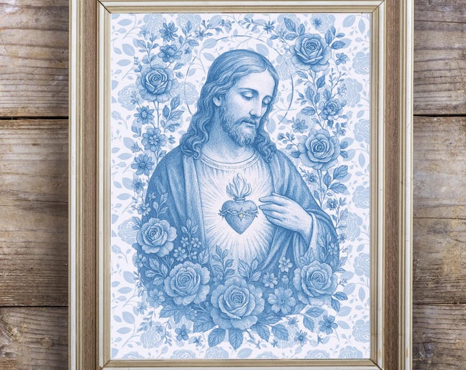 Sacred Heart of Jesus Icon Mini Art Print by Able6 - Etsy