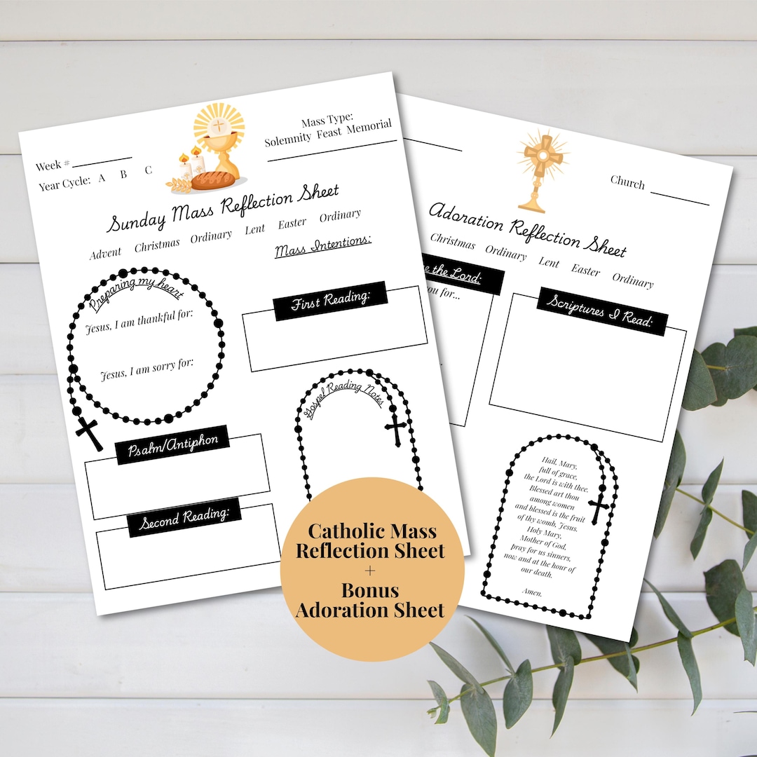Catholic Mass Reflection Sheet for Kids: Printable Adoration Page ...
