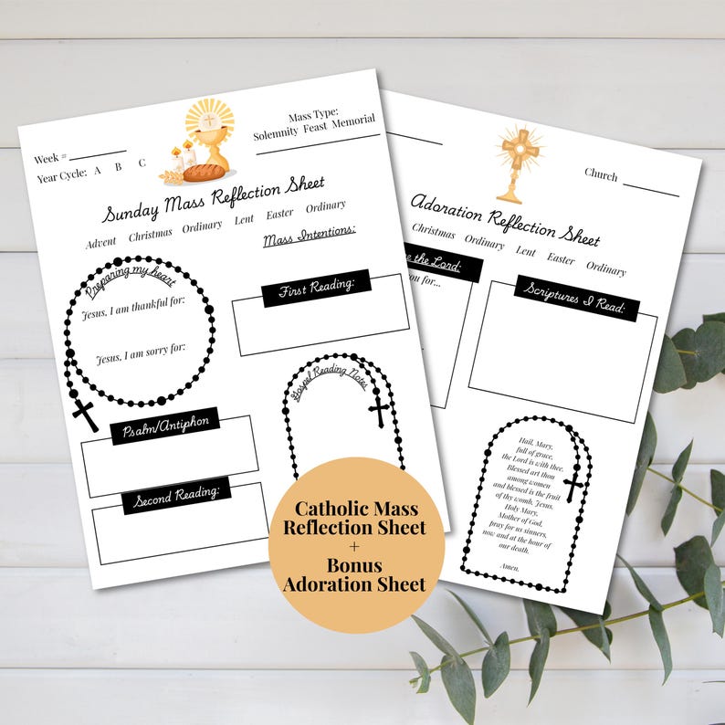 Catholic Mass Reflection Sheet for Kids: Printable Adoration Page ...
