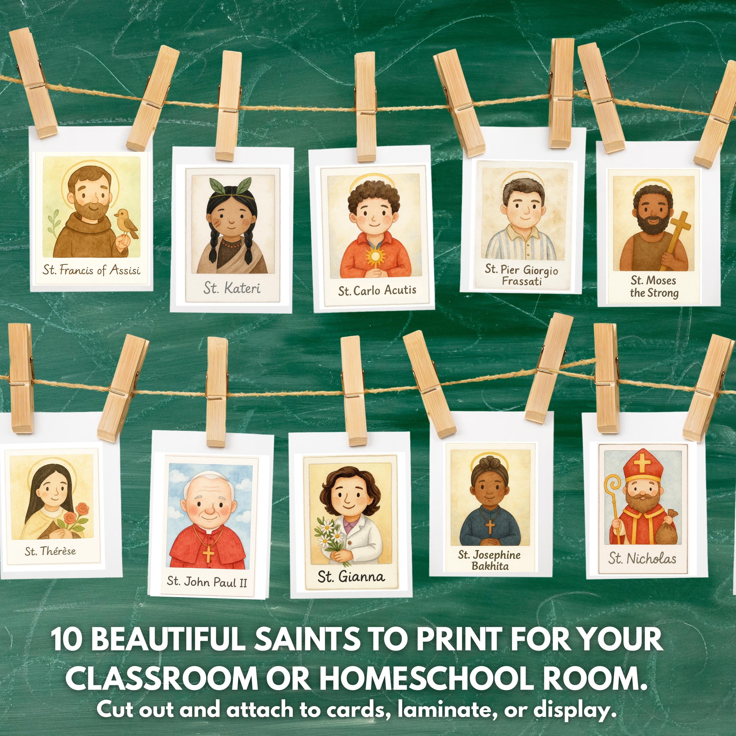 Catholic Saints Prints: Watercolor Style, Homeschool Decor (digital ...