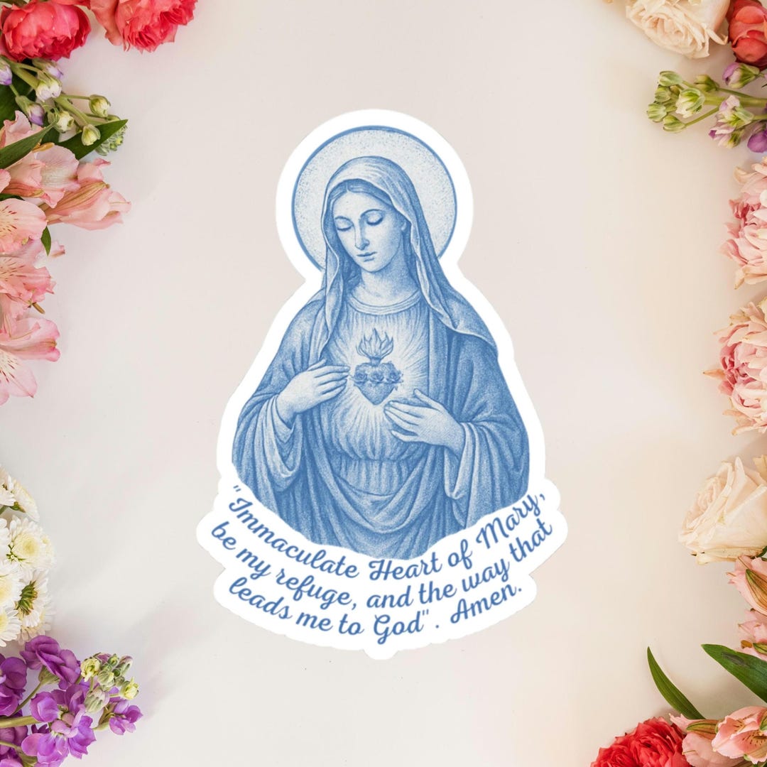 Immaculate Heart of Mary Sticker, Catholic Sticker, Marian Vinyl Decal ...