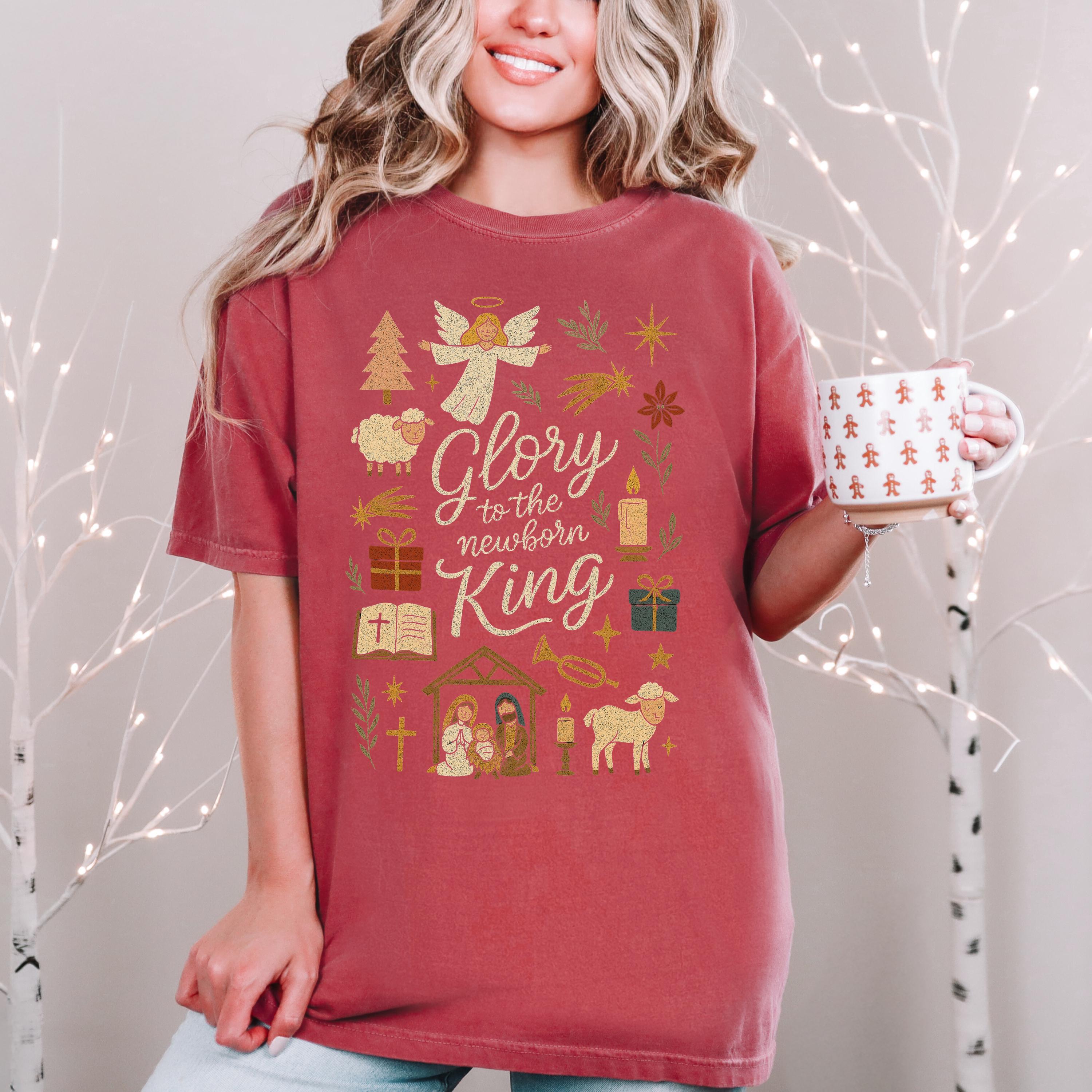 Christian Nativity Christmas Shirt: Glory to the Newborn King Tee ...