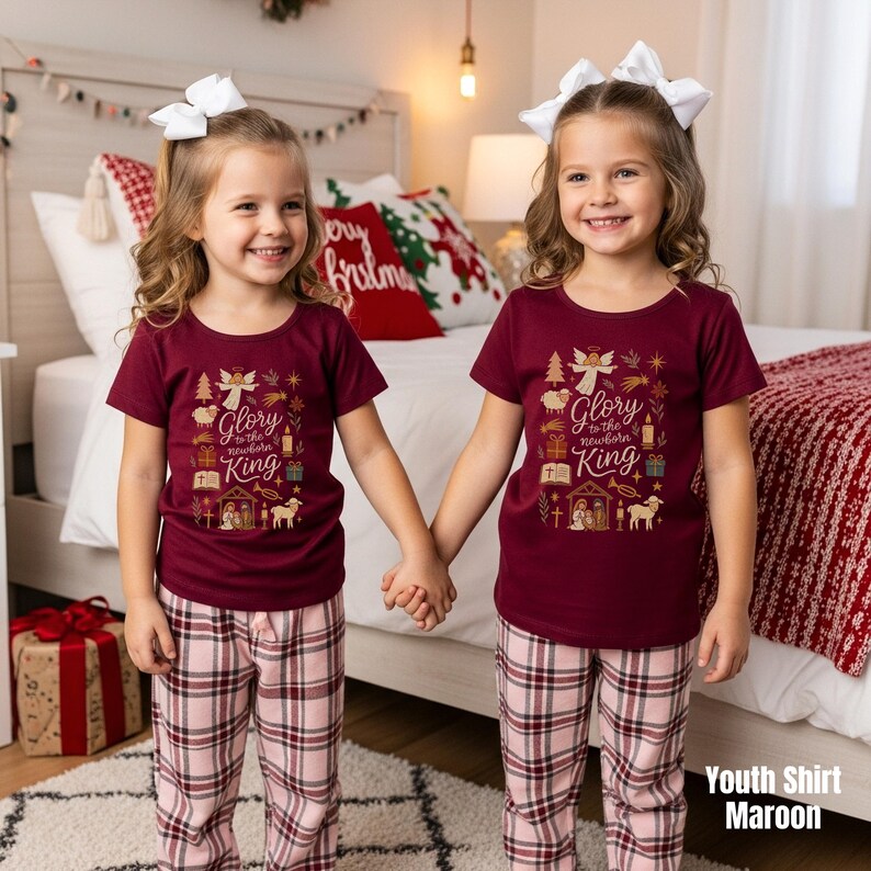 Kids Nativity Christmas Sweatshirt, Glory to the Newborn King Shirt ...