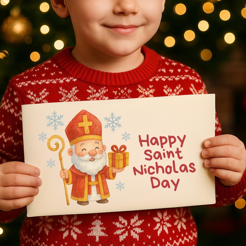 Happy Saint Nicholas Day Card: Printable Catholic Christmas Card for ...