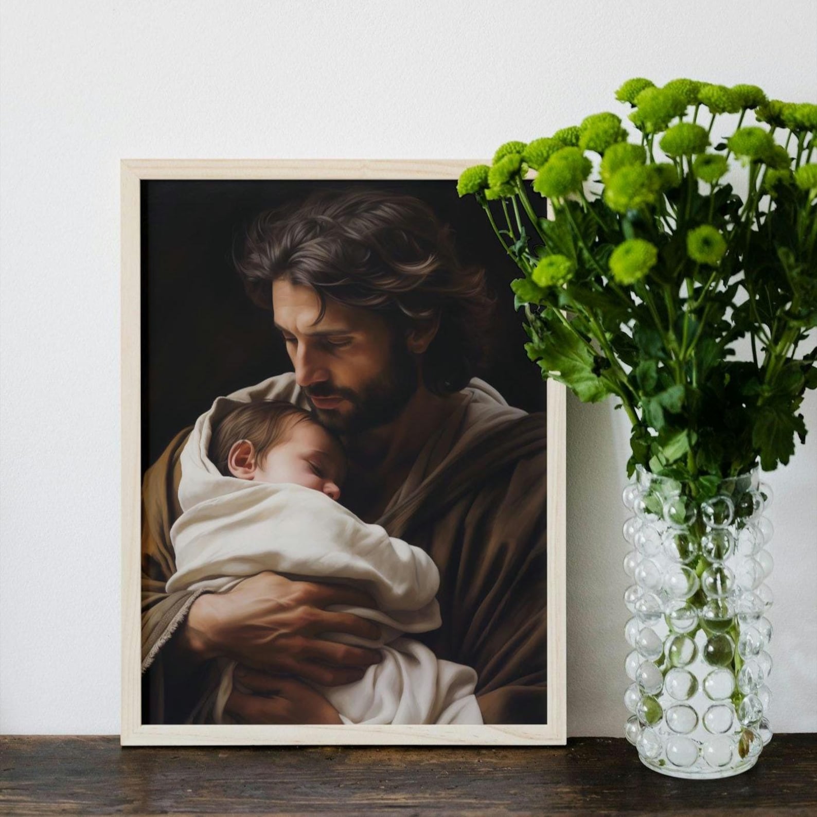St Joseph and Baby Jesus Art, Protector of Families Catholic Wall Art ...
