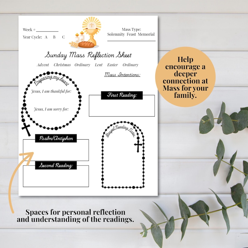 Catholic Mass Reflection Sheet for Kids: Printable Adoration Page ...