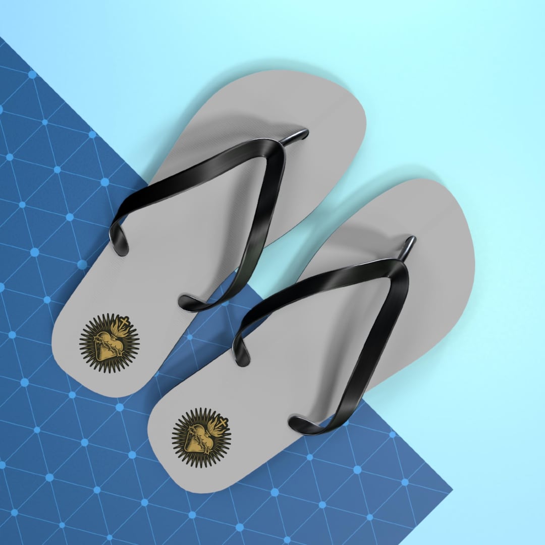 Sacred Heart of Jesus Flip Flops, Religious Jesus Sandals, Catholic ...