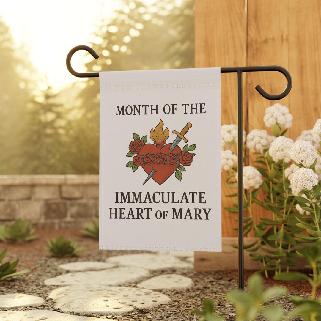 Immaculate Heart of Mary Garden Flag, Religious Outdoor Decor, Catholic ...