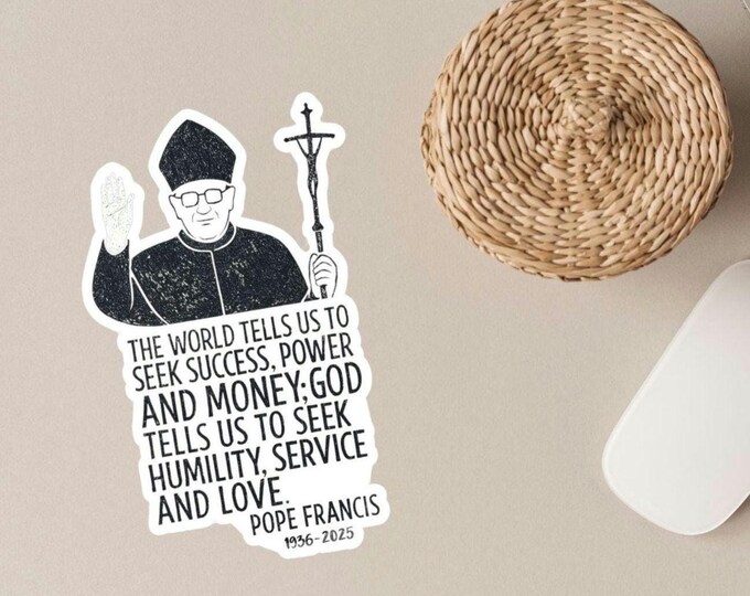 Pope Francis Pray for Us Sticker Retro Catholic Gamer Decal Christian ...