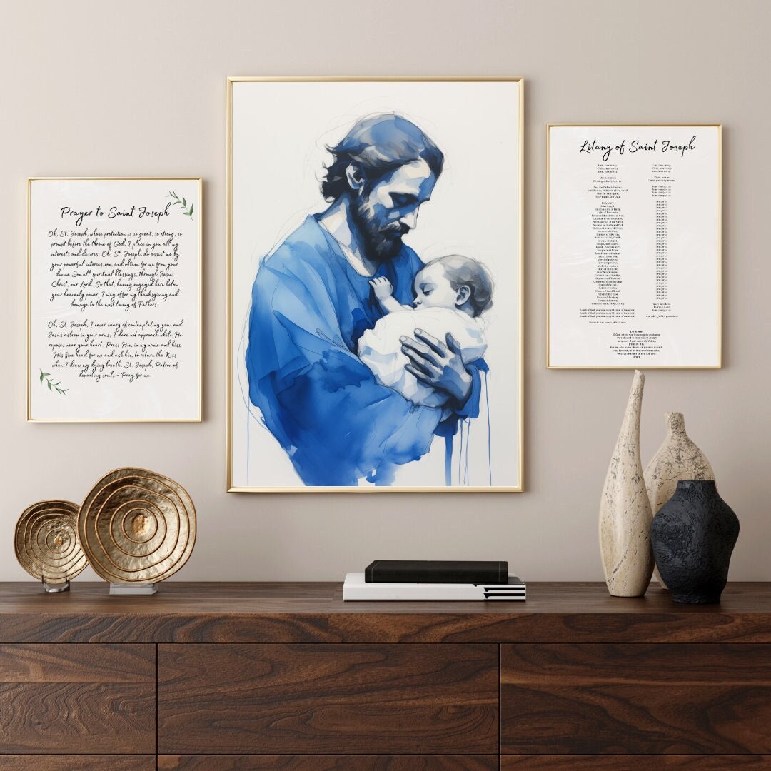 St. Joseph Art Prayer Set Digital Download, Catholic Art, Catholic ...