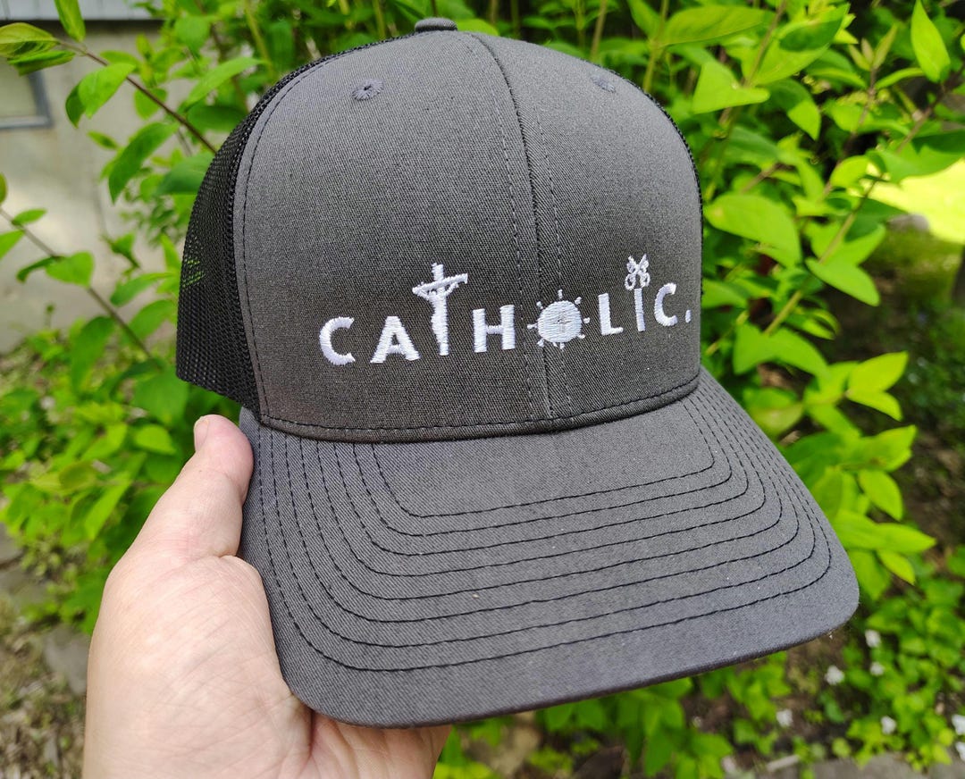 Catholic Embroidered Trucker Hat, Embroidered Catholic Hat, Catholic ...