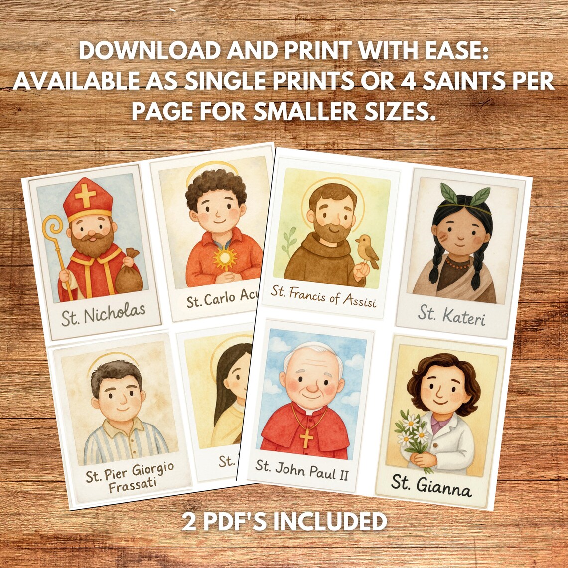 Printable Catholic Saints for Kids, Watercolor Saint Cards, Catholic ...
