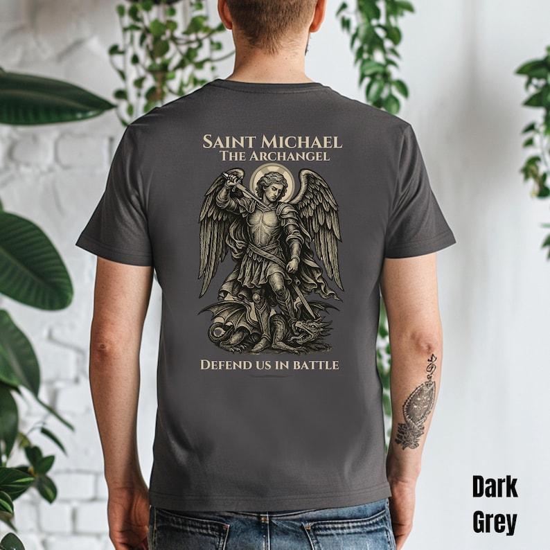 Saint Michael Archangel Shirt, Catholic Warrior Tee, Defend Us in ...