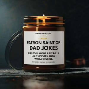 Patron Saint of Dad Jokes Candle: Catholic Dad Humor, Father's Day Gift ...