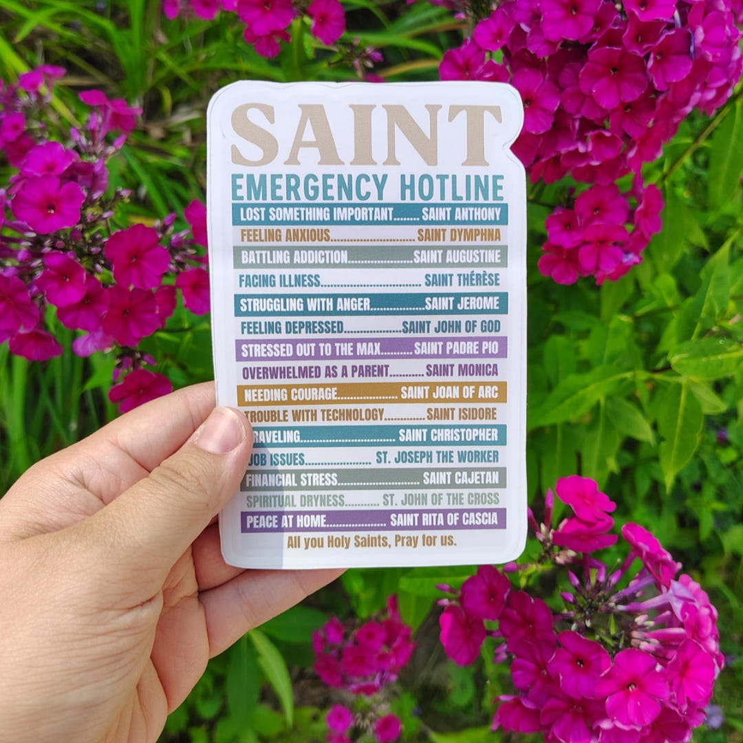 Saint Emergency Hotline Sticker or Magnet: Catholic Gift for All Saints ...
