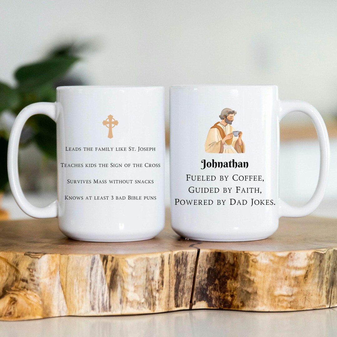 Personalized Catholic Dad Mug, St. Joseph Gift for Father, Christian ...