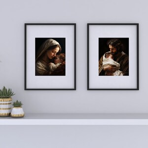 Holy Family Digital Art Set Catholic Christmas Art Blessed Mother and ...