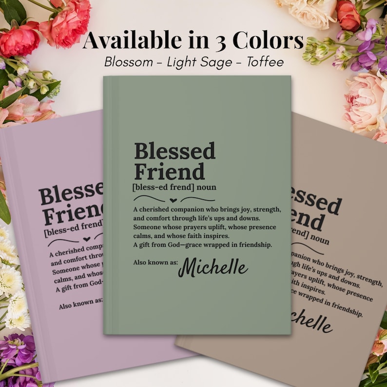Personalized Christian Journal for Women, Blessed Friend Notebook ...