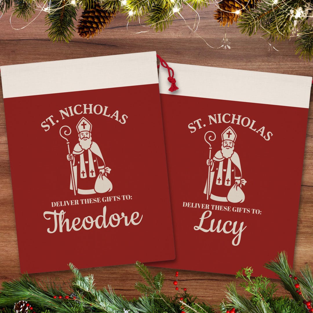 Personalized St. Nicholas Sack: Catholic Christmas Gift Bag for ...
