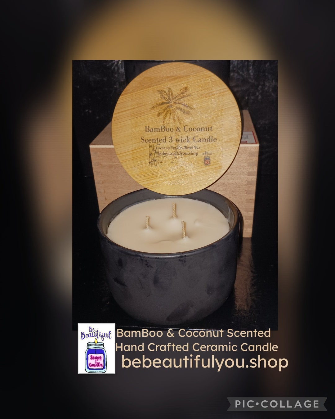 3 Wicks Bamboo & Coconut Scented Candle - Etsy