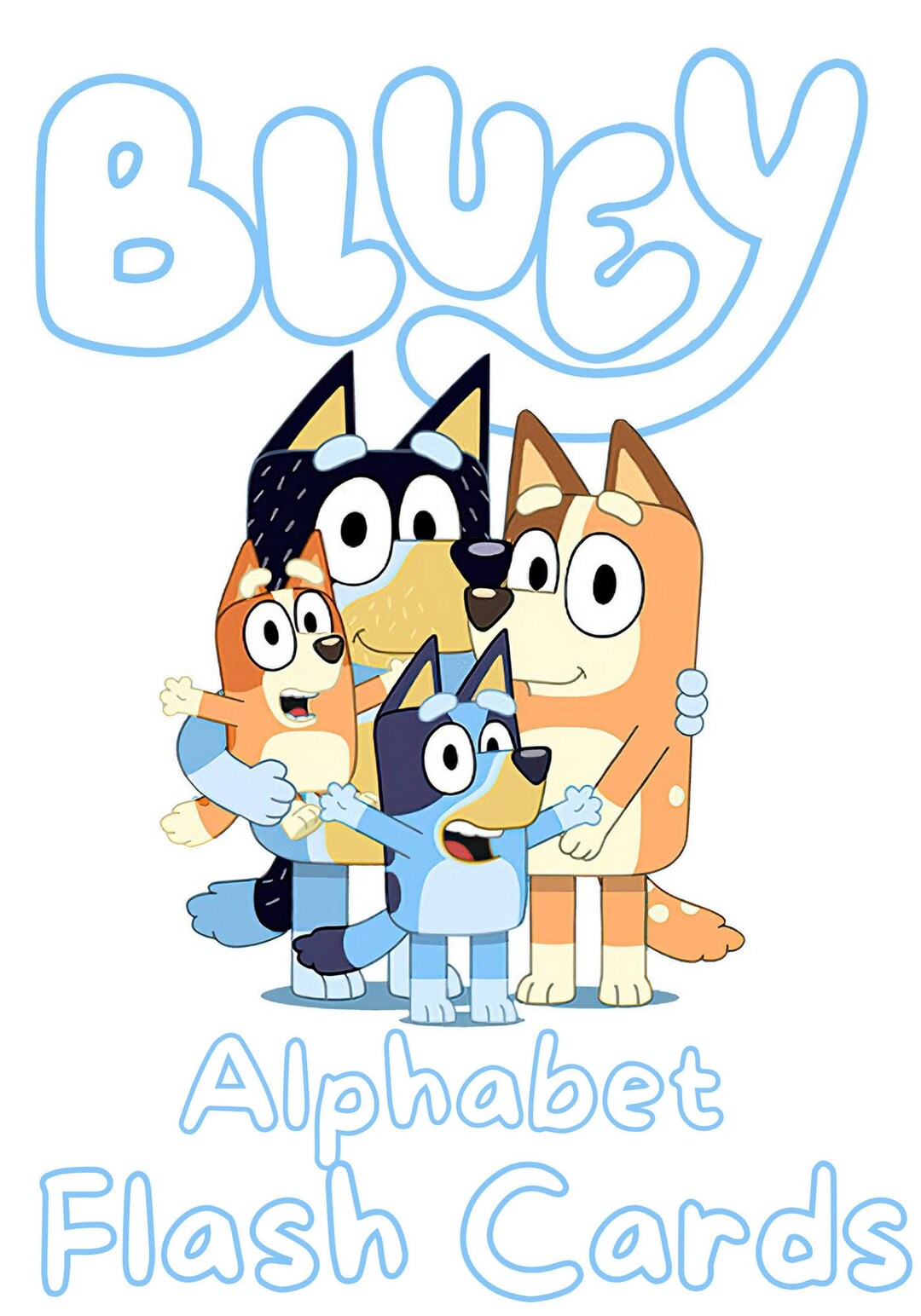 Kids Printable Bluey Flash Alphabet Learning Cards Educational Tool ...
