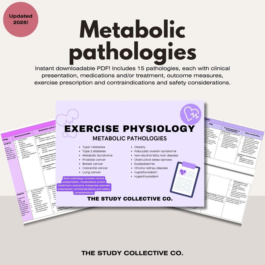 Metabolic Pathologies - Study Guide | Exercise Physiology Notes ...