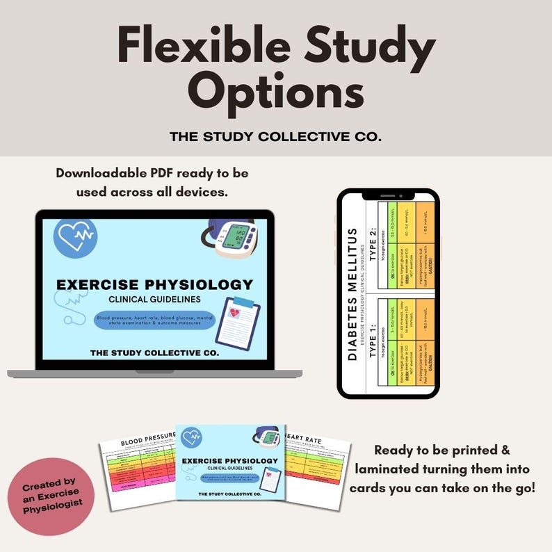 Exercise Physiology Clinical Guidelines Study Cards (instant Download ...