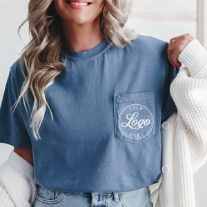 Custom Comfort Colors With Pocket Logo Design Tshirt, Personalized ...