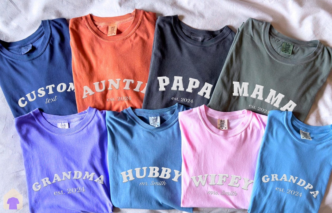 Comfort Colors Embroidered Tee Shirts, Custom Embroidery, Custom Tshirt ...