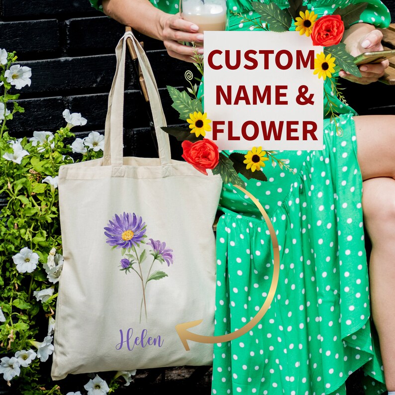 Great Birthday Gift for Bestfriend Unique Floral Tote Bag Month ...