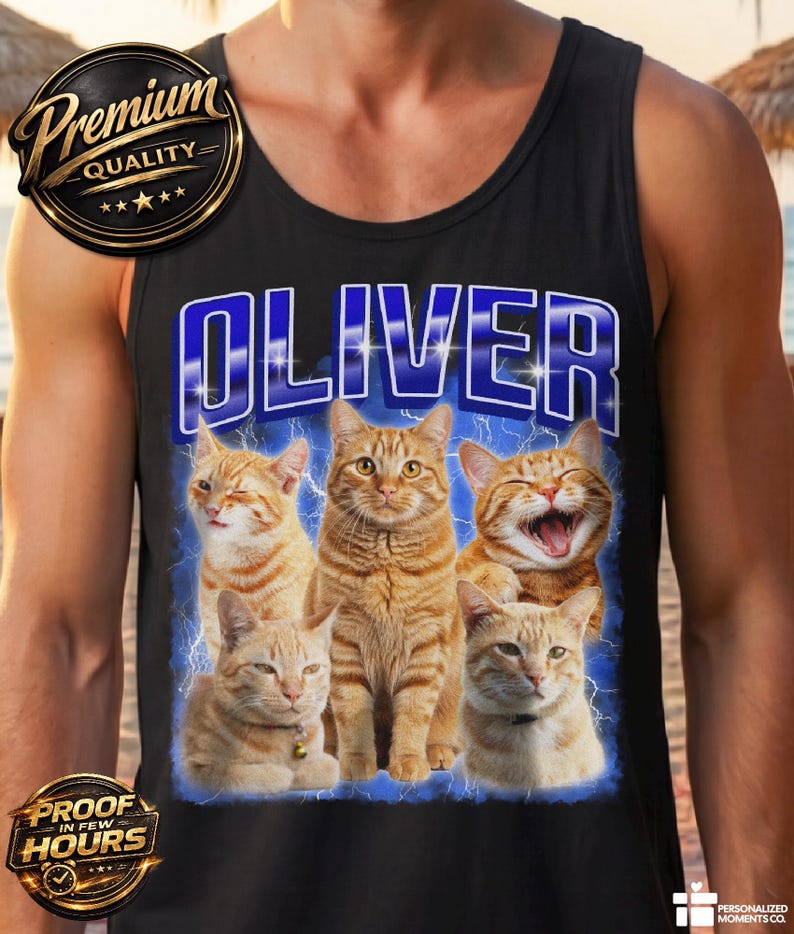 Custom Pet Photo Tank Top, 90s Retro Rap Style, Comfort Colors® - Etsy