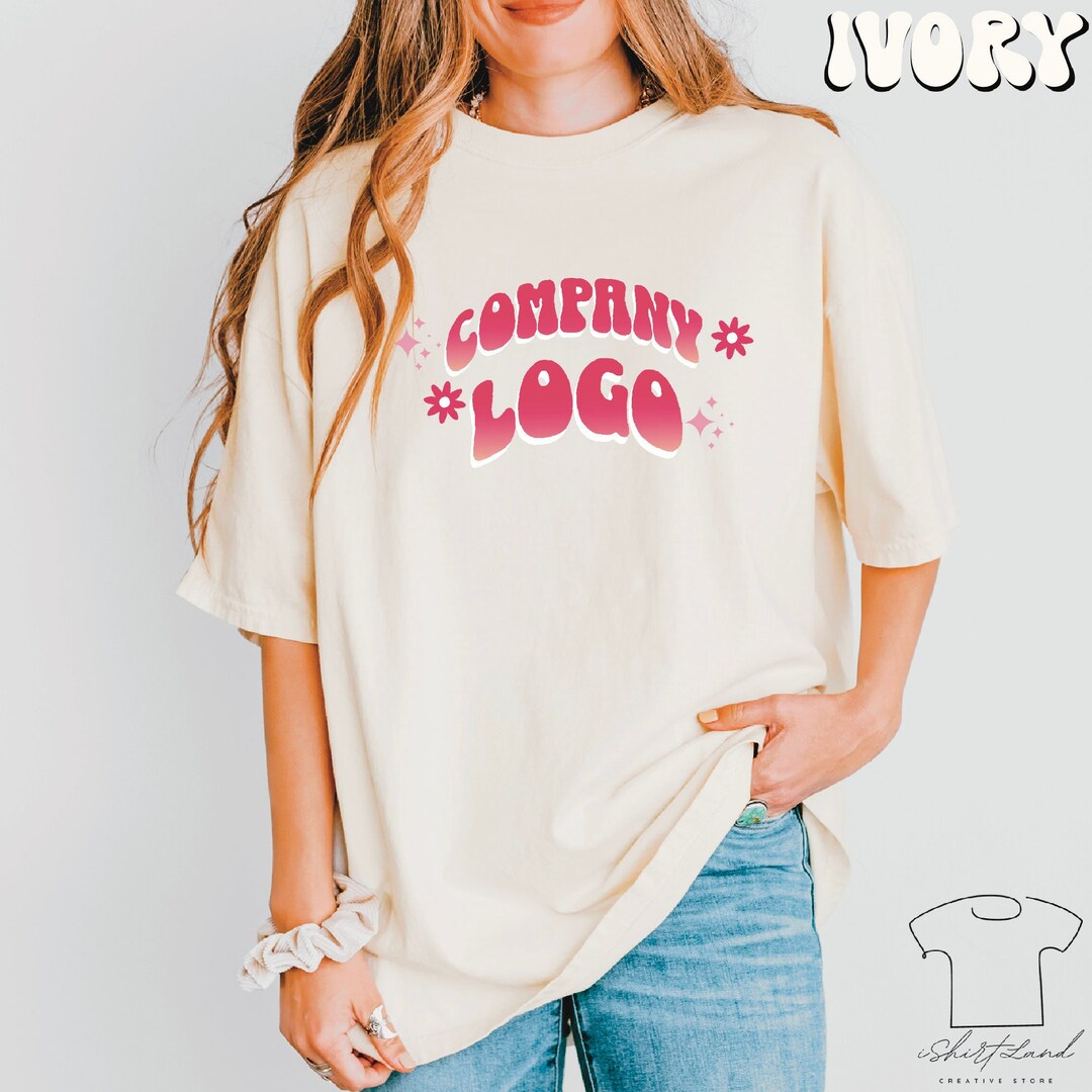 Custom Comfort Colors Text Design Shirt, Company Logo Merch, Team Shirt ...