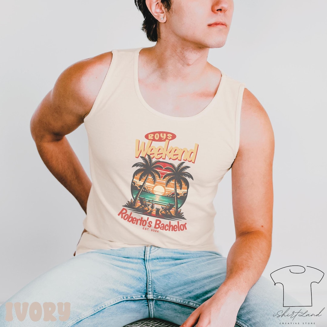 Retro Vintage 90s Style Custom Tank Top for Men Bachelor Beach Trip ...