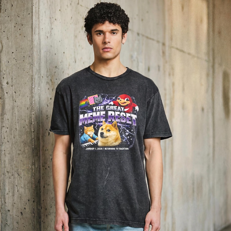 Funny Meme Reset 2026 Shirt, Internet Meme Tee, Vintage Washed Graphic ...