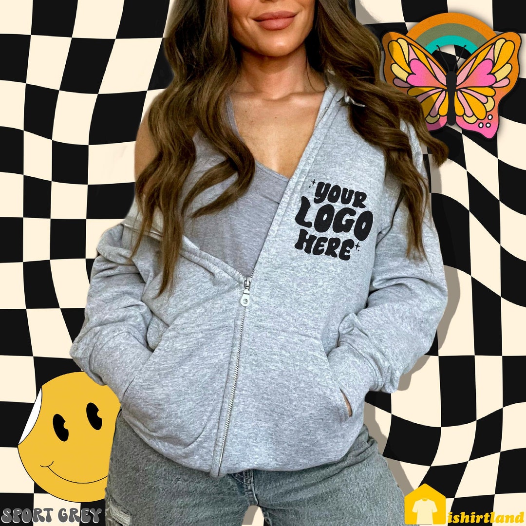 Hoodie Full Zip With Brand Logo Unisex Heavy Blend™, Custom Logo Zip up ...