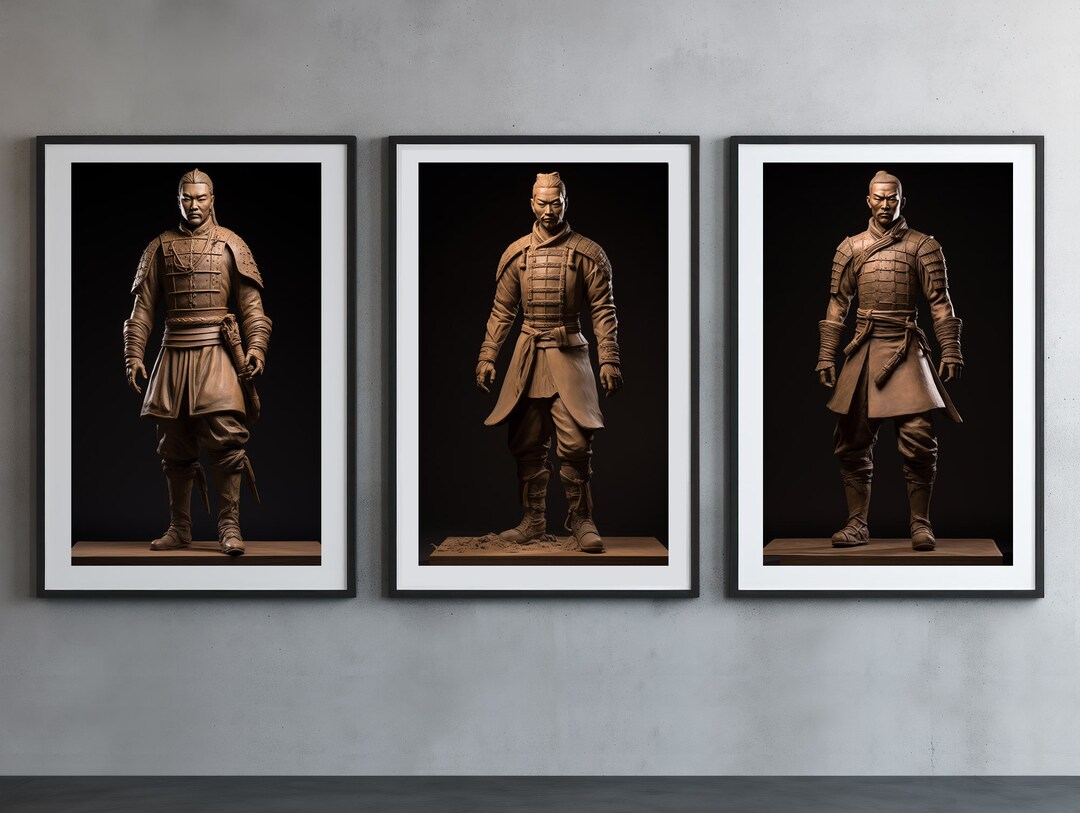 Terracotta Warriors, Set of 3, Modern Art Graphics, Set of 3, Chinese ...