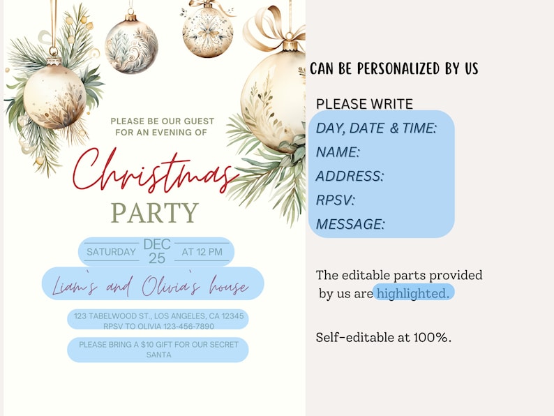 Editable Christmas Party Invitation, Neutral Cozy Holiday Party ...