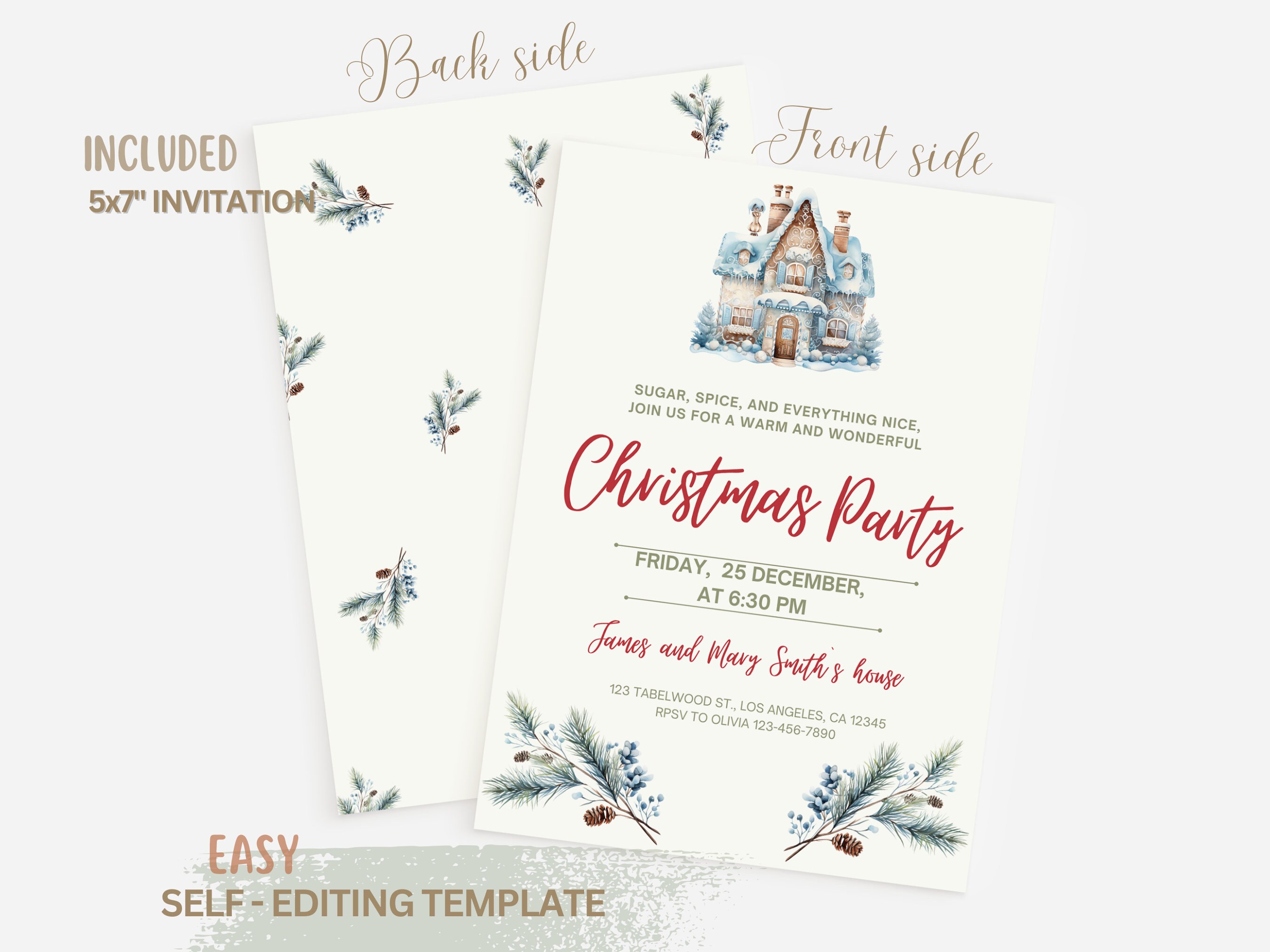 Editable Christmas Party Invitation Printable Blue Holiday - Etsy
