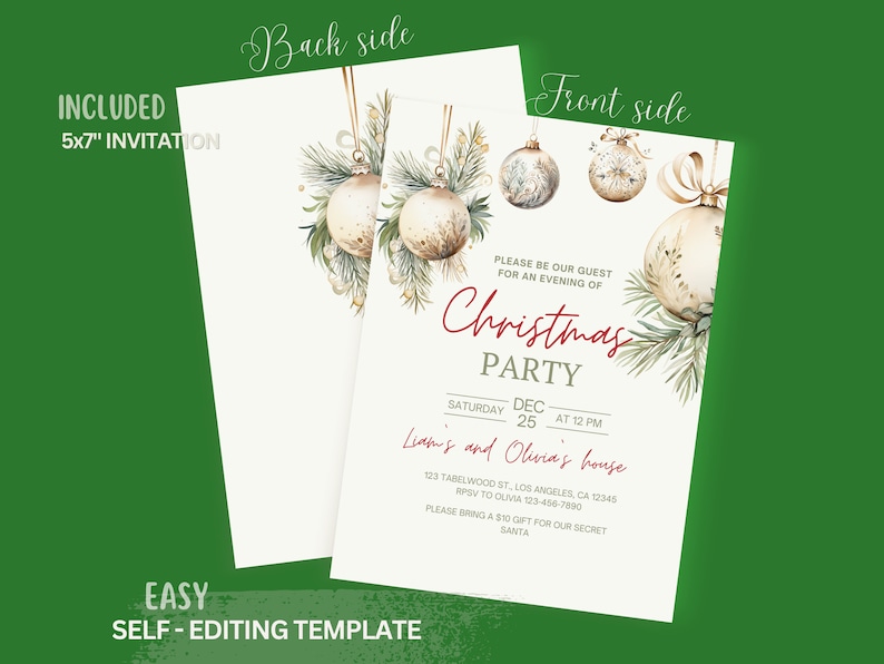 Editable Christmas Party Invitation, Neutral Cozy Holiday Party ...
