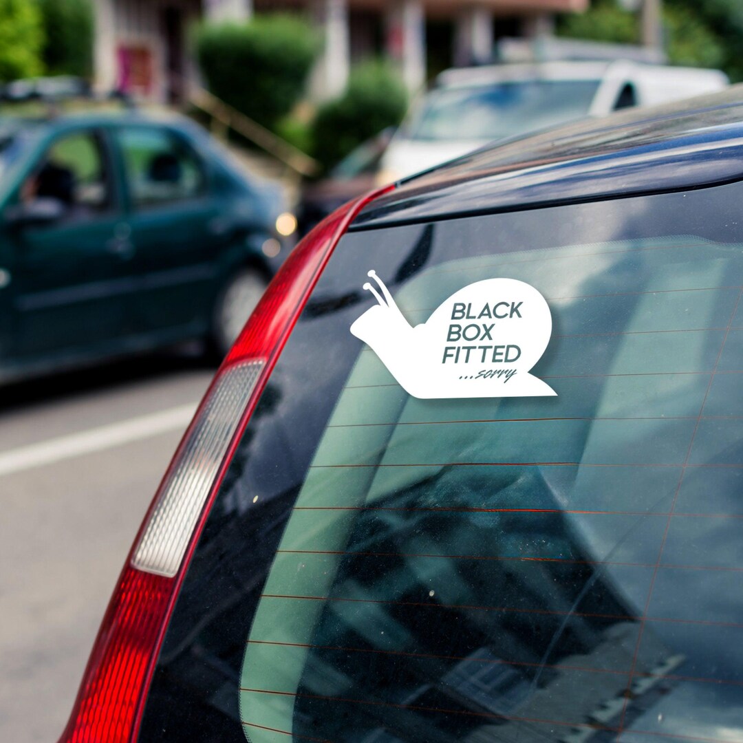Black Box Car Decal – Funny Snail Shape Vinyl Sticker | Slow Car Humour ...