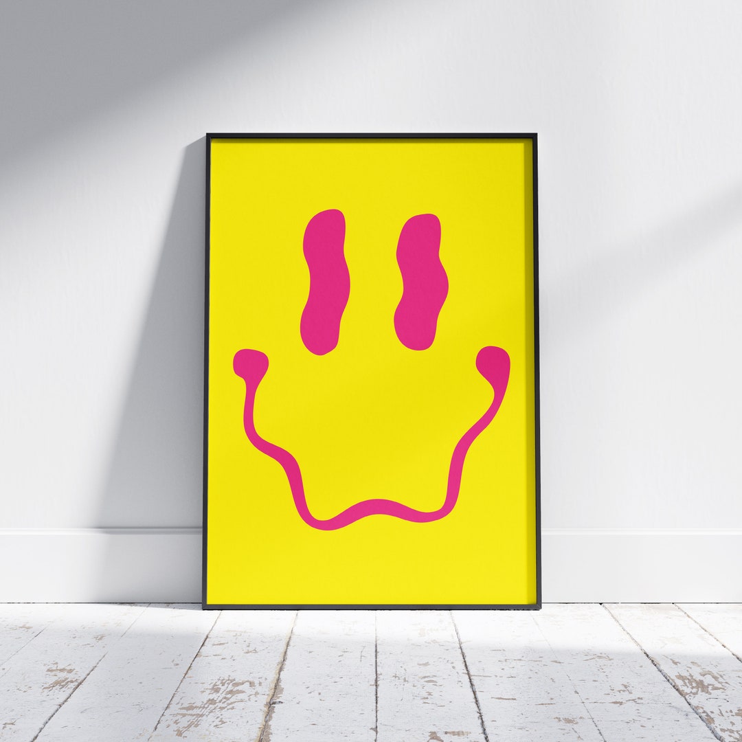 Toxic Smiley Face Yellow Digital Poster Modern Wall Art - Etsy
