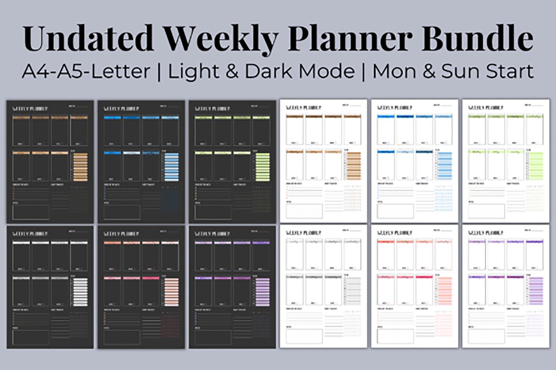 Undated-weekly-printable-plannergoodnotes Planner - Etsy